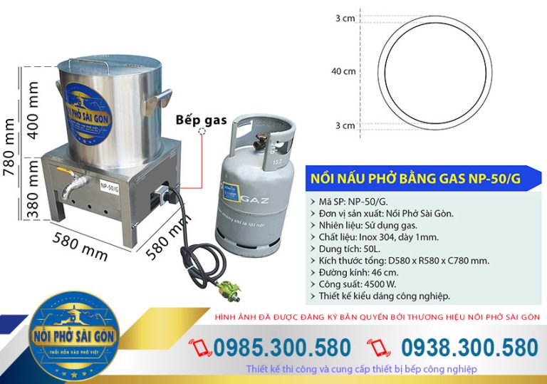 Nồi Nấu Phở Bằng Gas 50L NP-50/G | Nồi Nấu Phở Bằng Điện Giá Rẻ